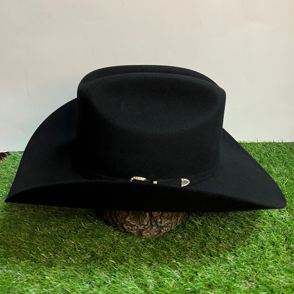 Men Black 100X Felt Western Cowboy Wide Brim Hat Tejana Vaquero Hombre ...