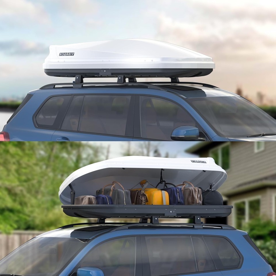 21 Cu.Ft. Large Rooftop Cargo Carrier Box, Hard Shell Roof w/2 Keys ...