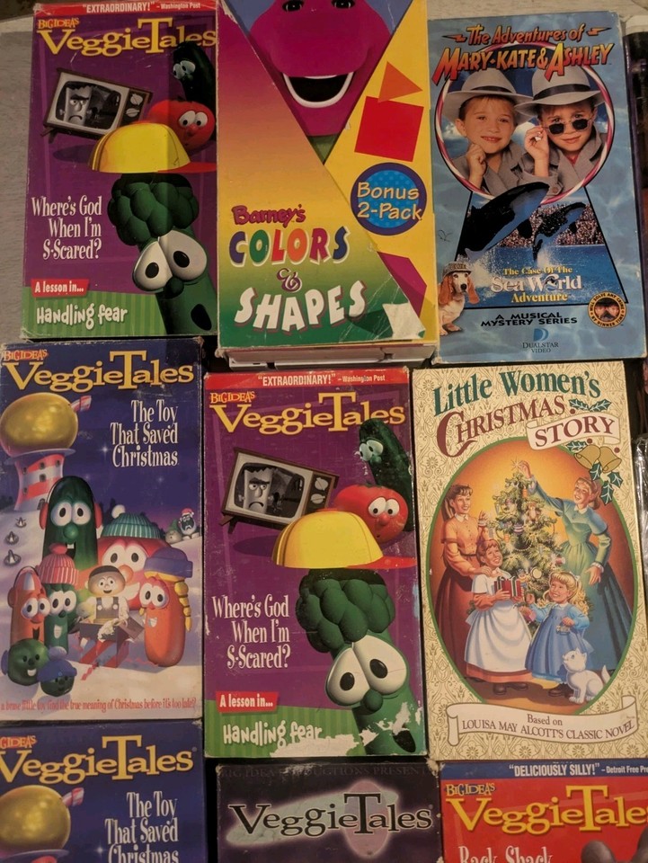 Massive 90s/00s Kids VHS Lot - 40+ Tapes - VeggieTales Mary-Kate ...