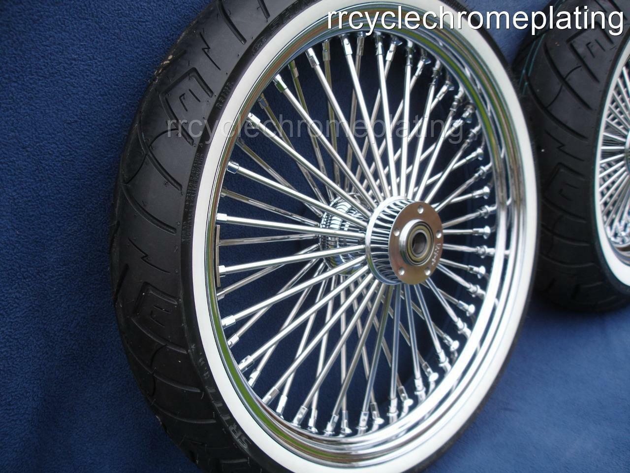 DNA Mammoth 52 Spoke Chrome Rim Wheels Package Tires Harley Softail ...