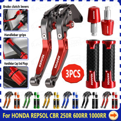 For HONDA REPSOL CBR 954RR 600RR 1000RR CNC Handle Grips Cap Brake ...