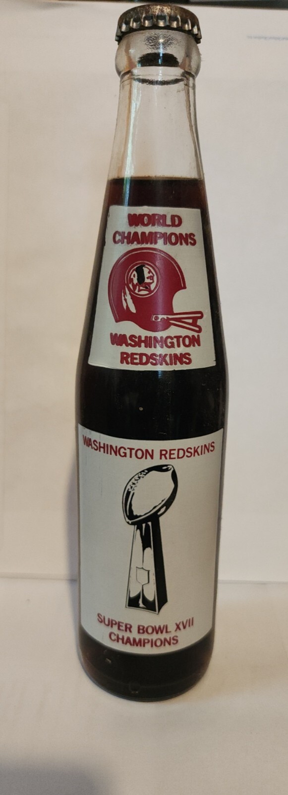 Washington Redskins Coca Cola Bottle SUPER BOWL XVII 17 CHAMPIONS NFL ...