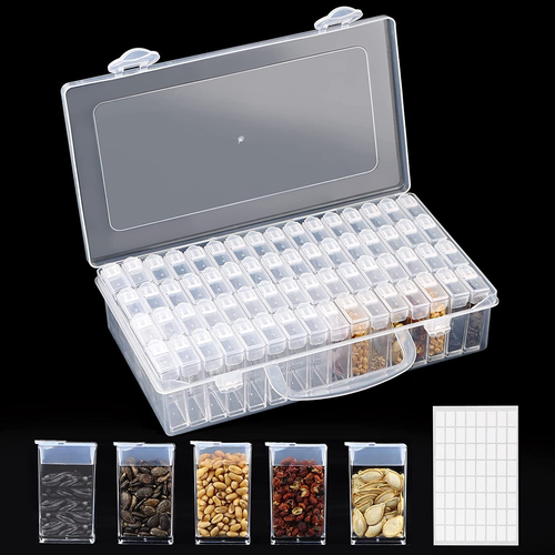 64-Slots Seed Storage Organizer Box with Label Stickers, Seed Storage ...