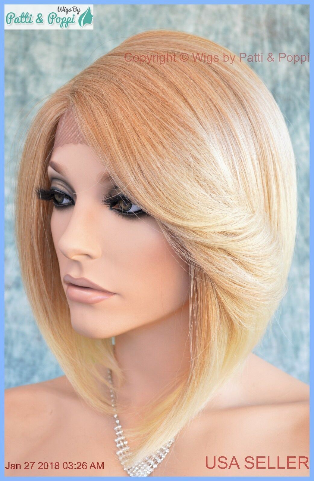 SWISS LACE FRONT DEEP LACE PART BOB HEAT FRIENDLY WIG COLOR T27.613 ...