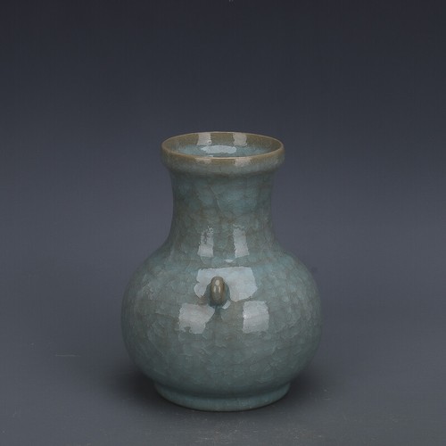 7.1" China Official Ware Ice Cracks Glaze Porcelain Double Line Flower ...