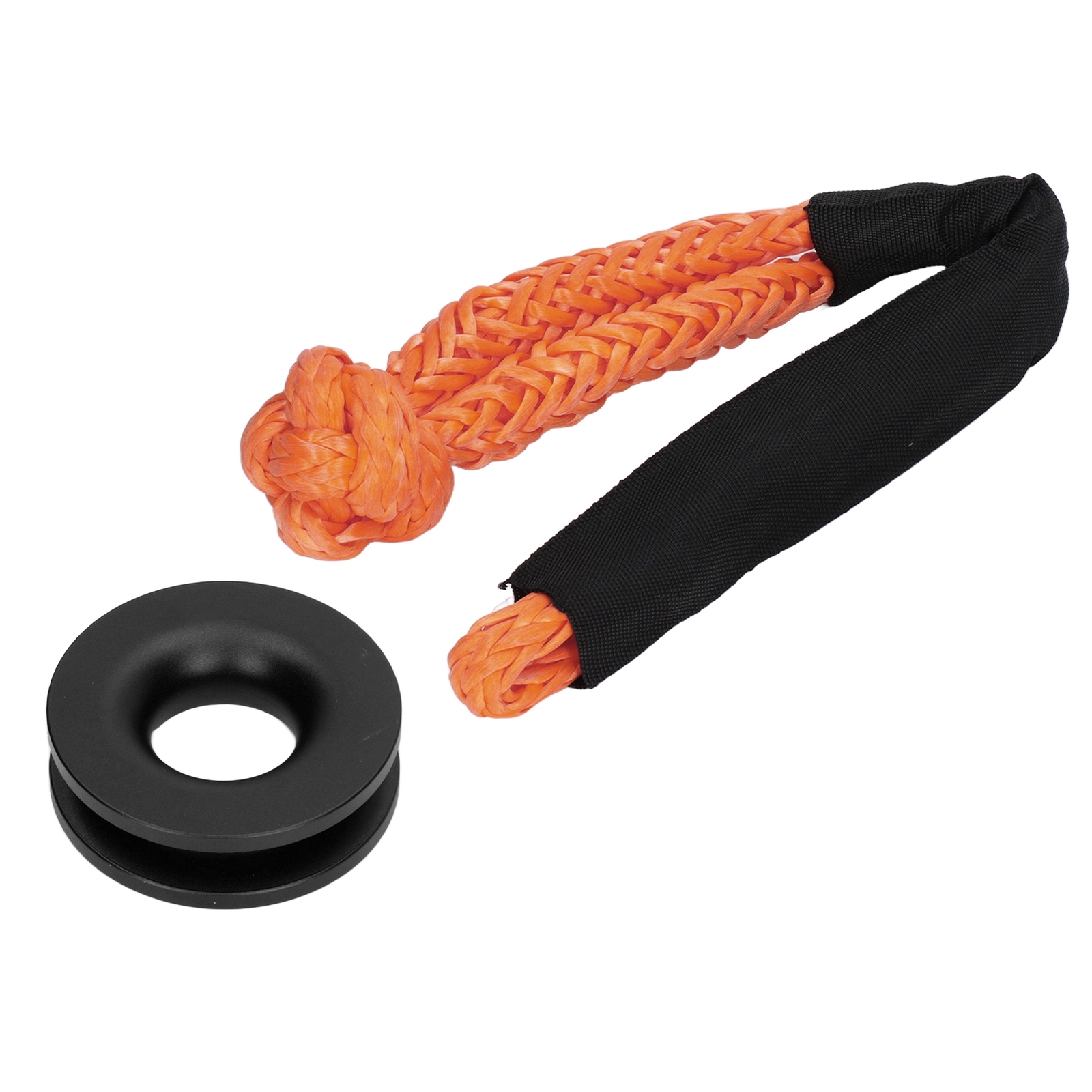 (Black)Grab Recovery Ring Easy Usage Recovery Ring Winch Rope Set ...