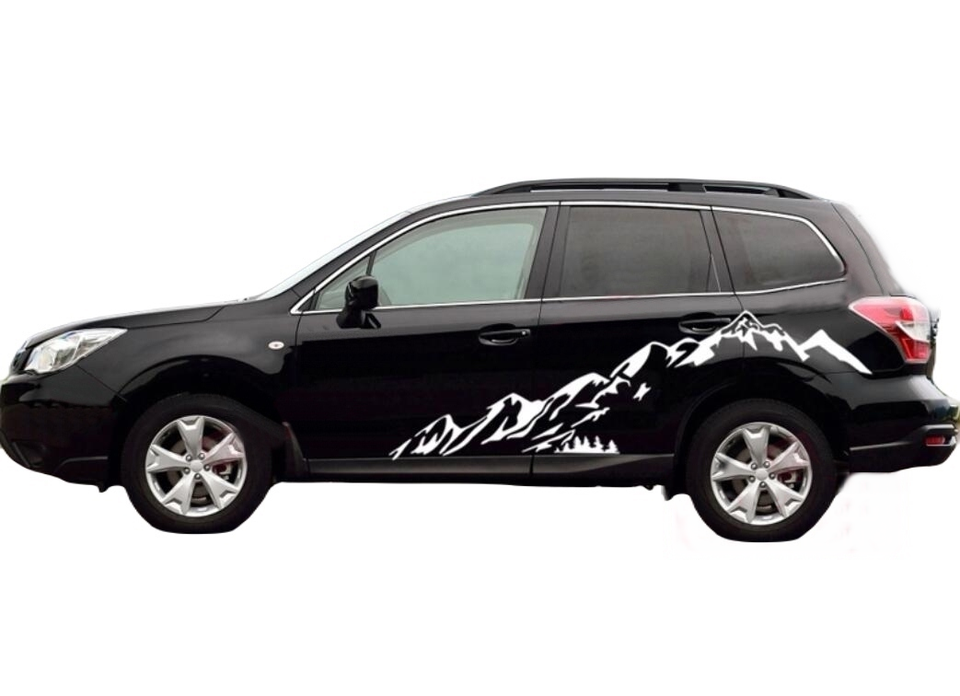 2 PCS Graphic Vinyl Mountain Car Sticker For Subaru Forester Side Door ...