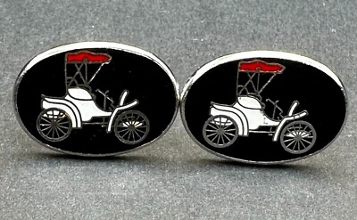 Vintage Model T Horseless Carriage Enameled Oval Cufflinks | eBay