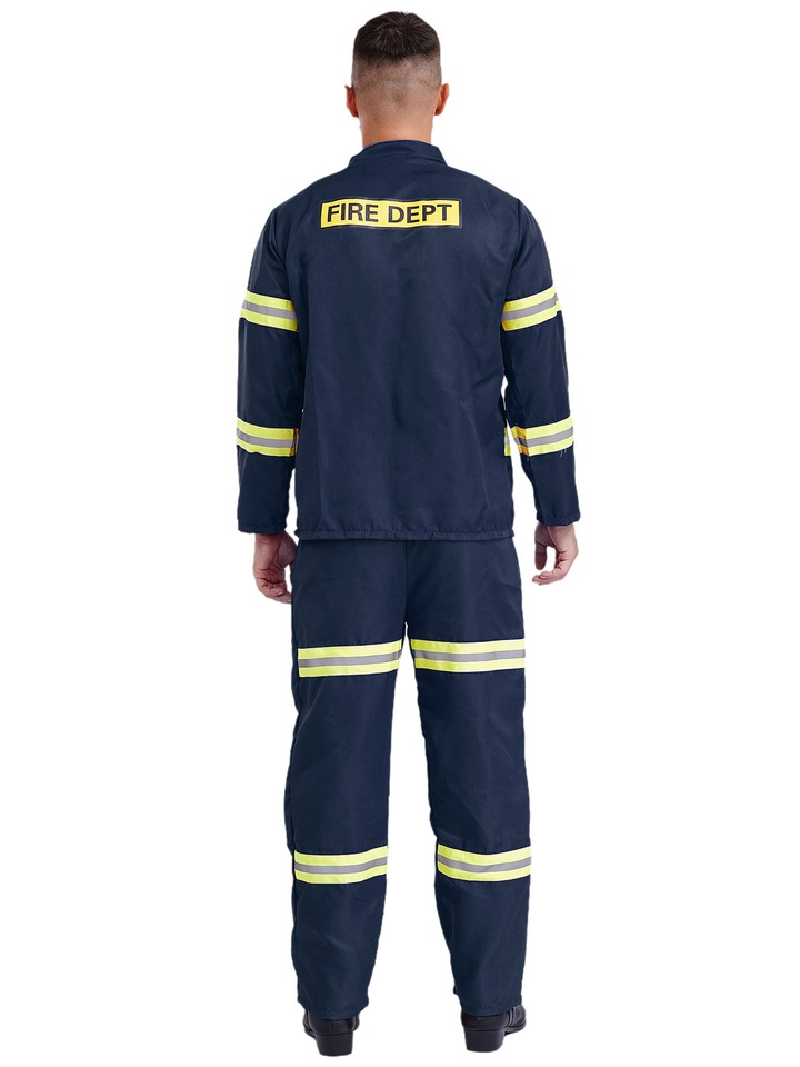 Mens Fire Chief Costume Halloween Firefighter Dress Up Role Play 4 ...