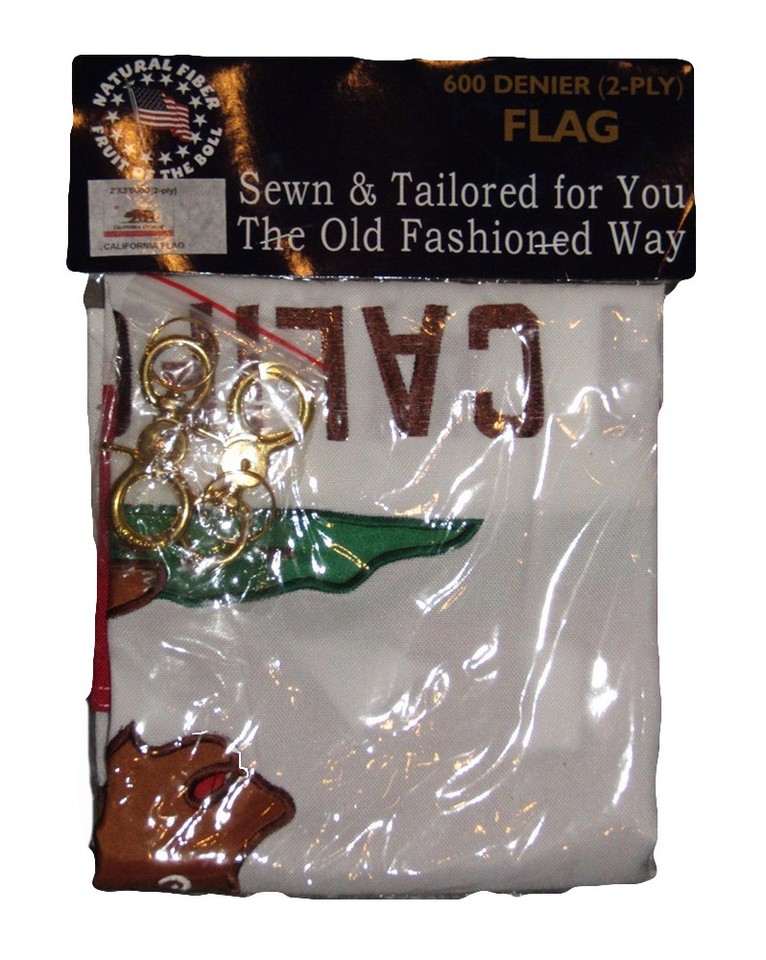 2x3 Embroidered State of California 600D Sewn Nylon Flag 2'x3' 2 Clips ...