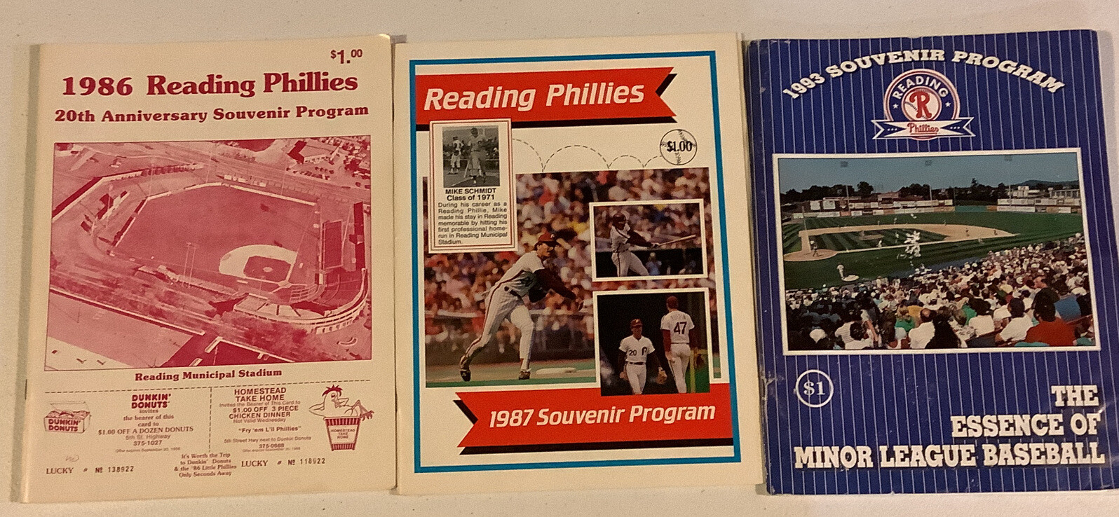 1986-1987-1993 READING PHILLIES SOUVENIR PROGRAMS | eBay