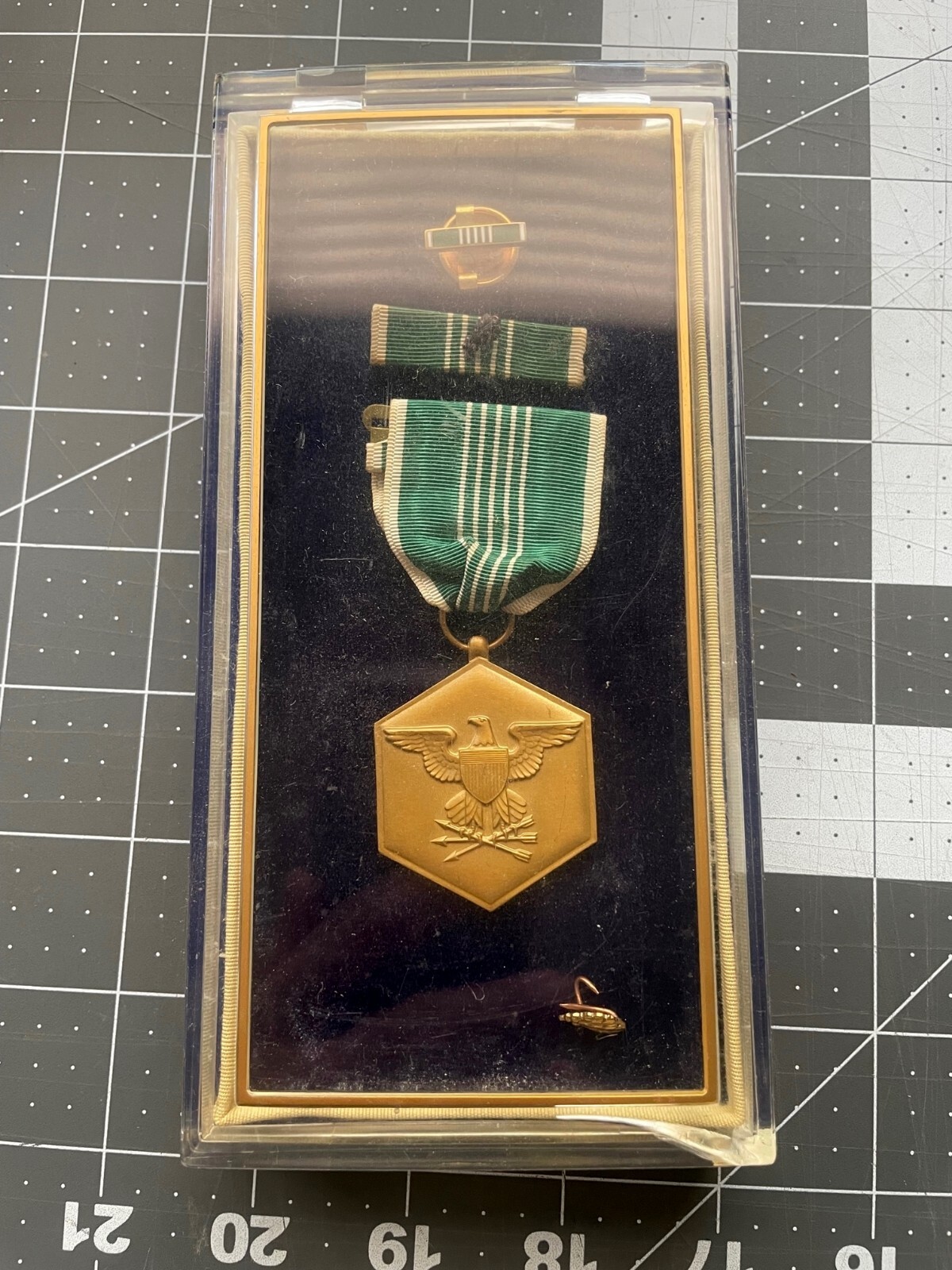 Vintage Military Merit Medal Oak Leaf Ribbon Miniature with ...