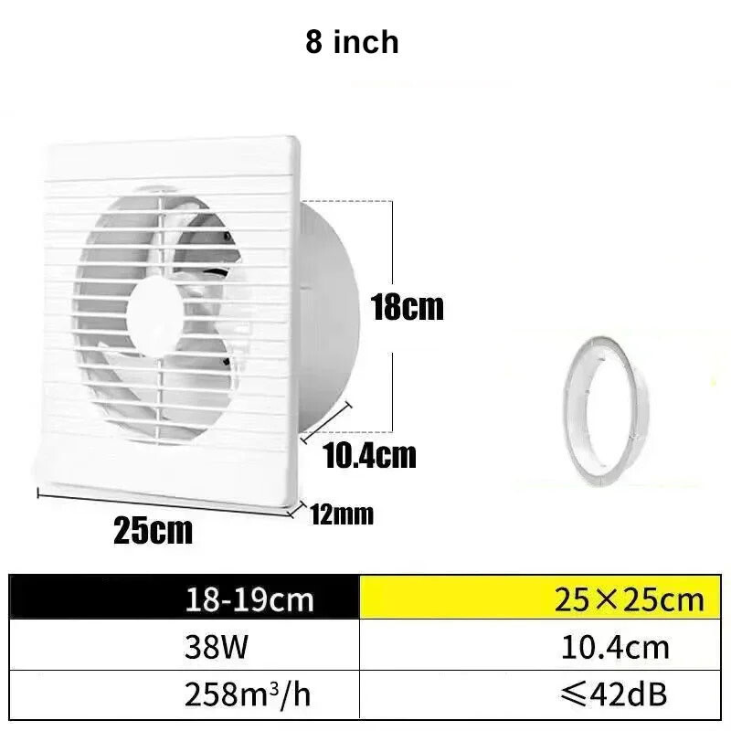 6/8in Ventilation Fan Extractor Fan Window Exhaust Fans Wall-Mounted ...