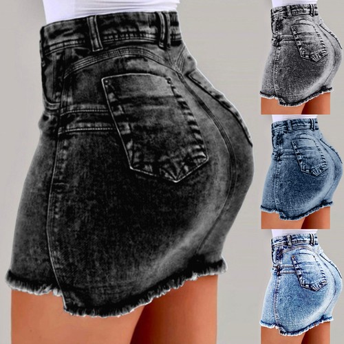 Women Sexy Denim Mini Skirt Summer Pencil Skirt Dress Party Bodycon ...