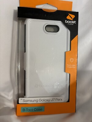 White Boost Mobile Samsung Galaxy J7 Perx B-Tact Case White Protective ...