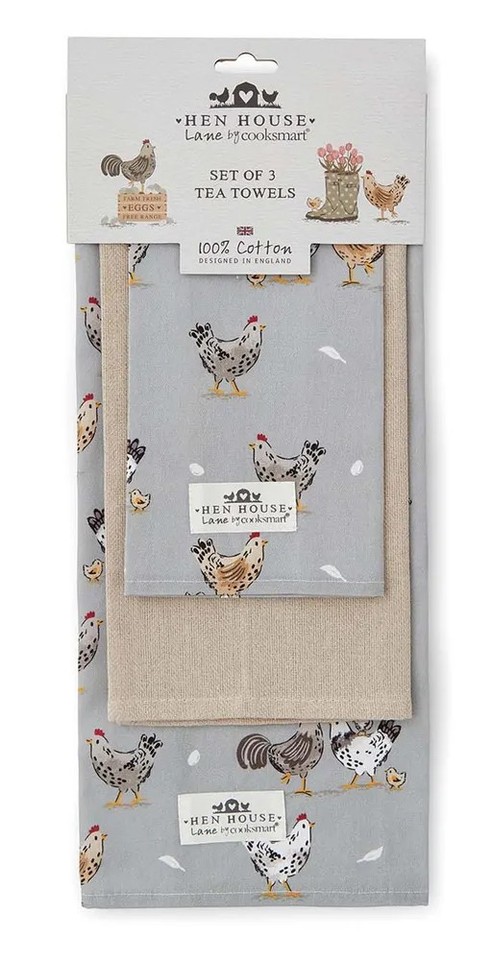 Cooksmart 100% Cotton Tea Towels Set of 3 Decorative Kitchen | eBay UK