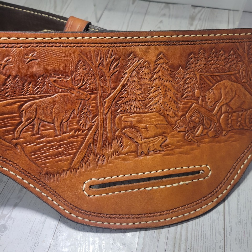 LEATHER TOOLED HOLSTER WESTERN COWBOY RIG GUN BELT DROP LOOP SASS BELT ...