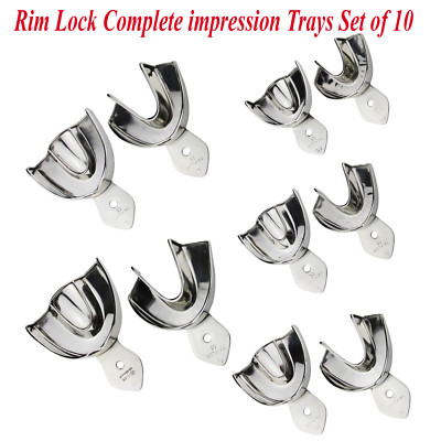 Rim Lock Complete impression Trays Set of 10 Solid Upper / Lower Non ...