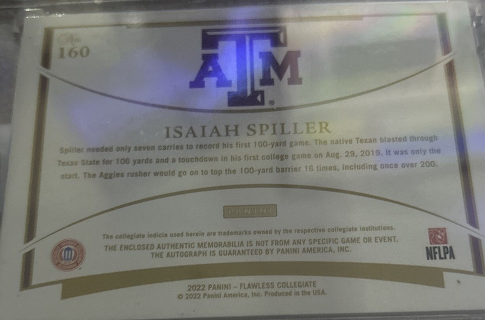 2022 Flawless Collegiate Isaiah Spiller Ruby RPA #16/20 Chargers | eBay