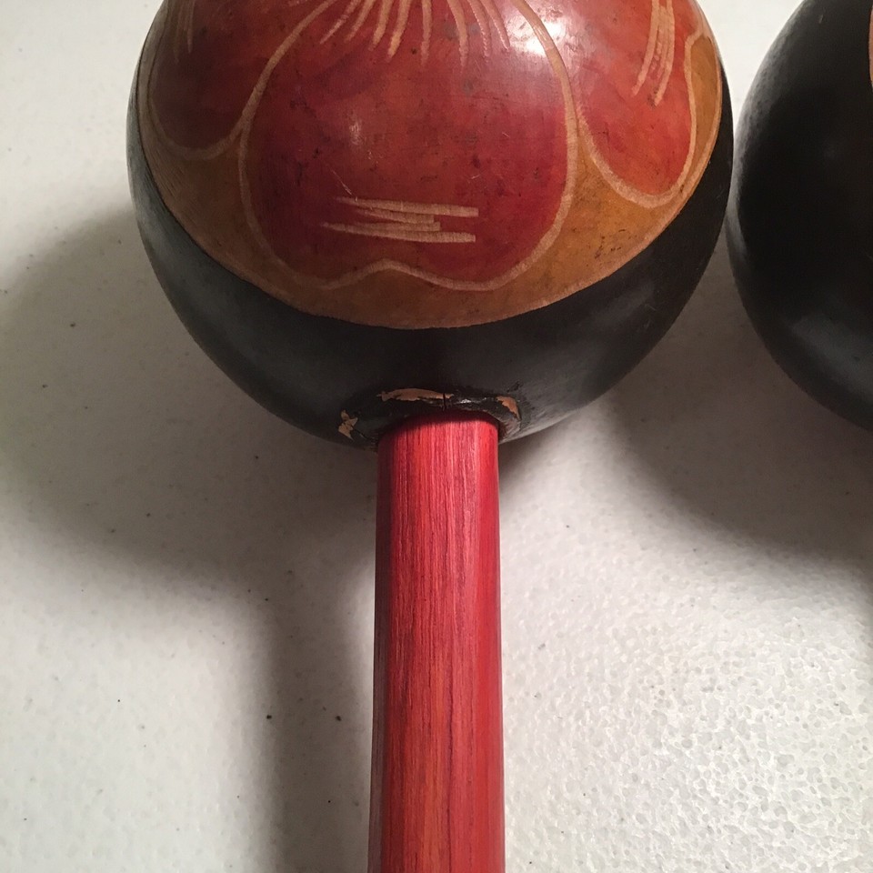 Recuerdo De Cartagena Wood Handmade Maracas Painted Art Vintage ...