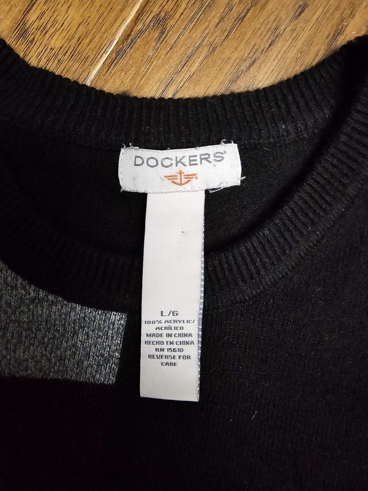 Dockers Sweater Mens L Red Black Colorblock Knit Grandpa | eBay