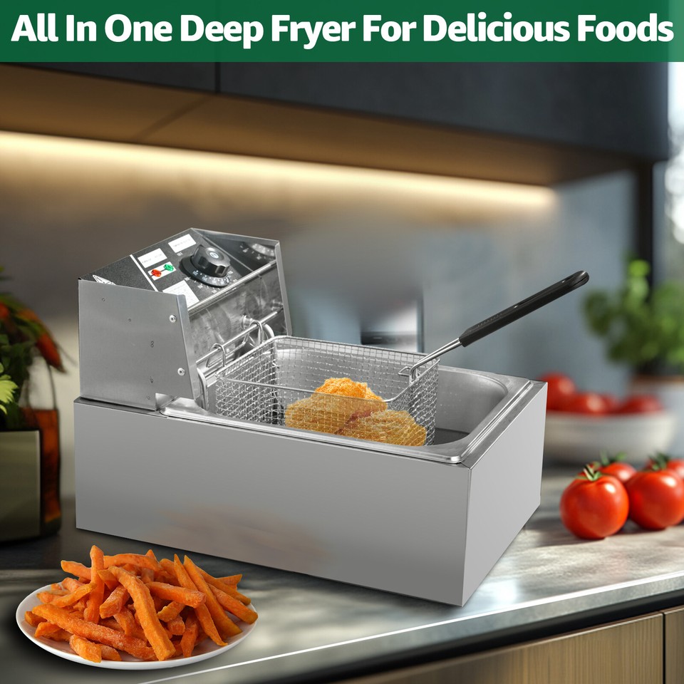 2500W 6L Commercial Stainless Steel Electric Deep Fryer Restaurant 6 ...