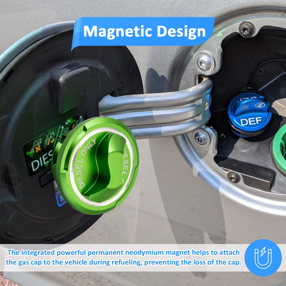 Magnetic Diesel Fuel Cap and DEF Cap Kit for Ram 1500 2500 3500 6.7L ...