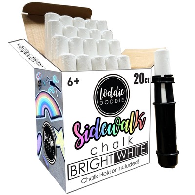 20Ct Bucket of Sidewalk Chalk Bright White Long Lasting NonToxic Jumbo ...