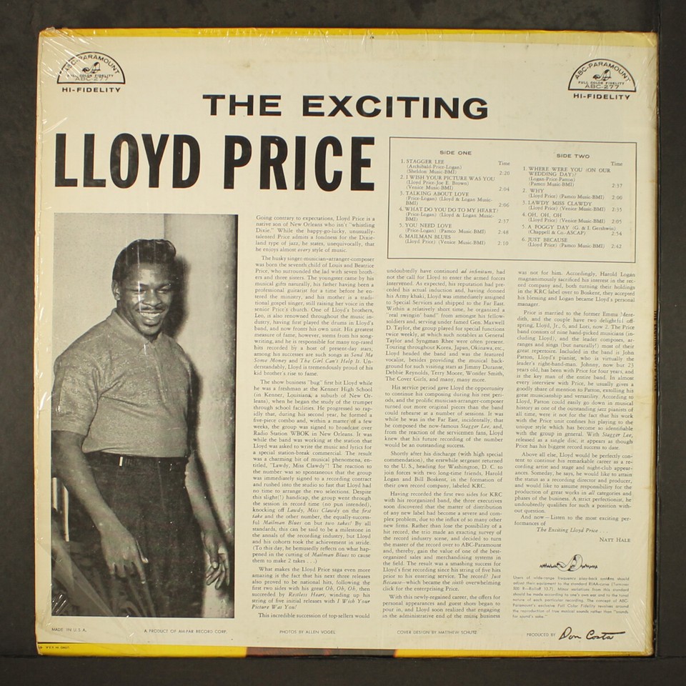 LLOYD PRICE: the exciting lloyd price ABC 12" LP 33 RPM | eBay