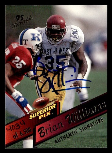BRIAN WILLIAMS packers usc 1995 Superior Pix Draft #8 AUTO RC 4034/6500 ...