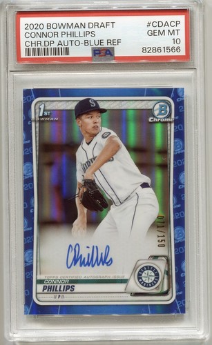 Connor Phillips - 2020 Bowman Draft Chrome 1st Rookie Blue /150 Auto ...