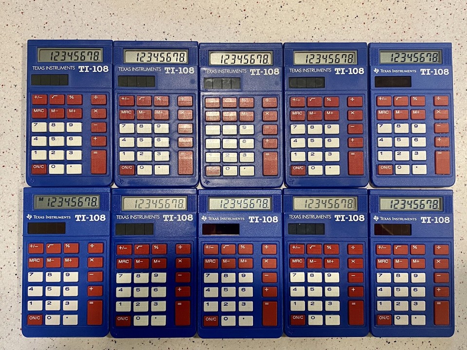 Texas Instruments TI-108 (10) Classroom Calculator With Yellow Carry ...