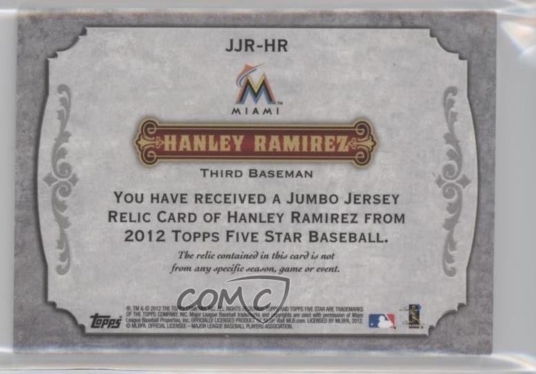 2012 Topps Five Star Jumbo Jersey Relic Gold /25 Hanley Ramirez #JJR-HR | eBay