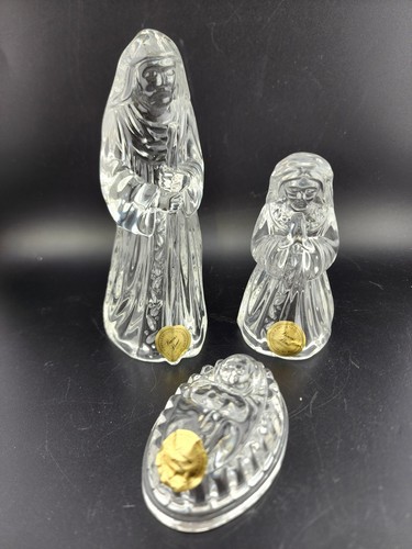 Princess House 24% Lead Crystal 3 Pc Nativity Set Mary Joseph Baby ...