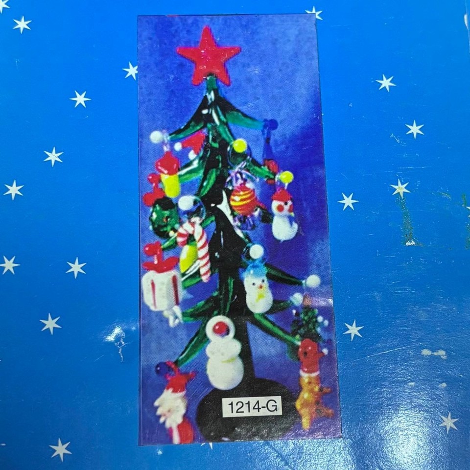 Miniature glass Christmas tree and ornament set from Japan Used Showa ...