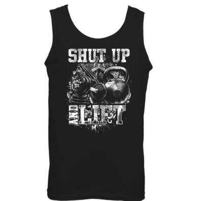 Shut Up & Lift Mens Funny Gym Vest Training Tank Top Bodybuilding ...