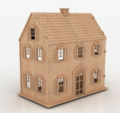 1:24th Scale Wooden Minature Dolls House Laser Cut Self Build Model Diy ...