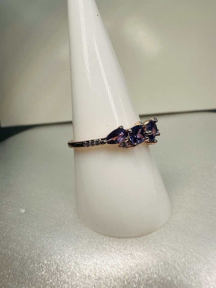 Bomb Party Ring Jewelry Sz9 RBP Purple Cluster Gems Rose Gold Pl | eBay