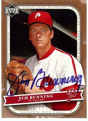 Jim Bunning Signed Autographed Baseball Card 2005 UD Classics Phillies ...
