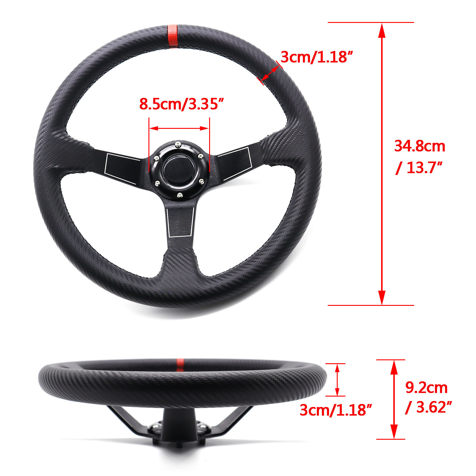 Momo Compatible Hub 14" (350mm) Spoon Sports Style Deep Dish Steering ...