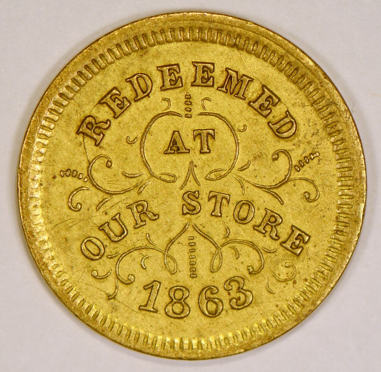 1863 Brass Civil War Merchant Token "Robinson & Ballou" Troy NY #NY-890 ...