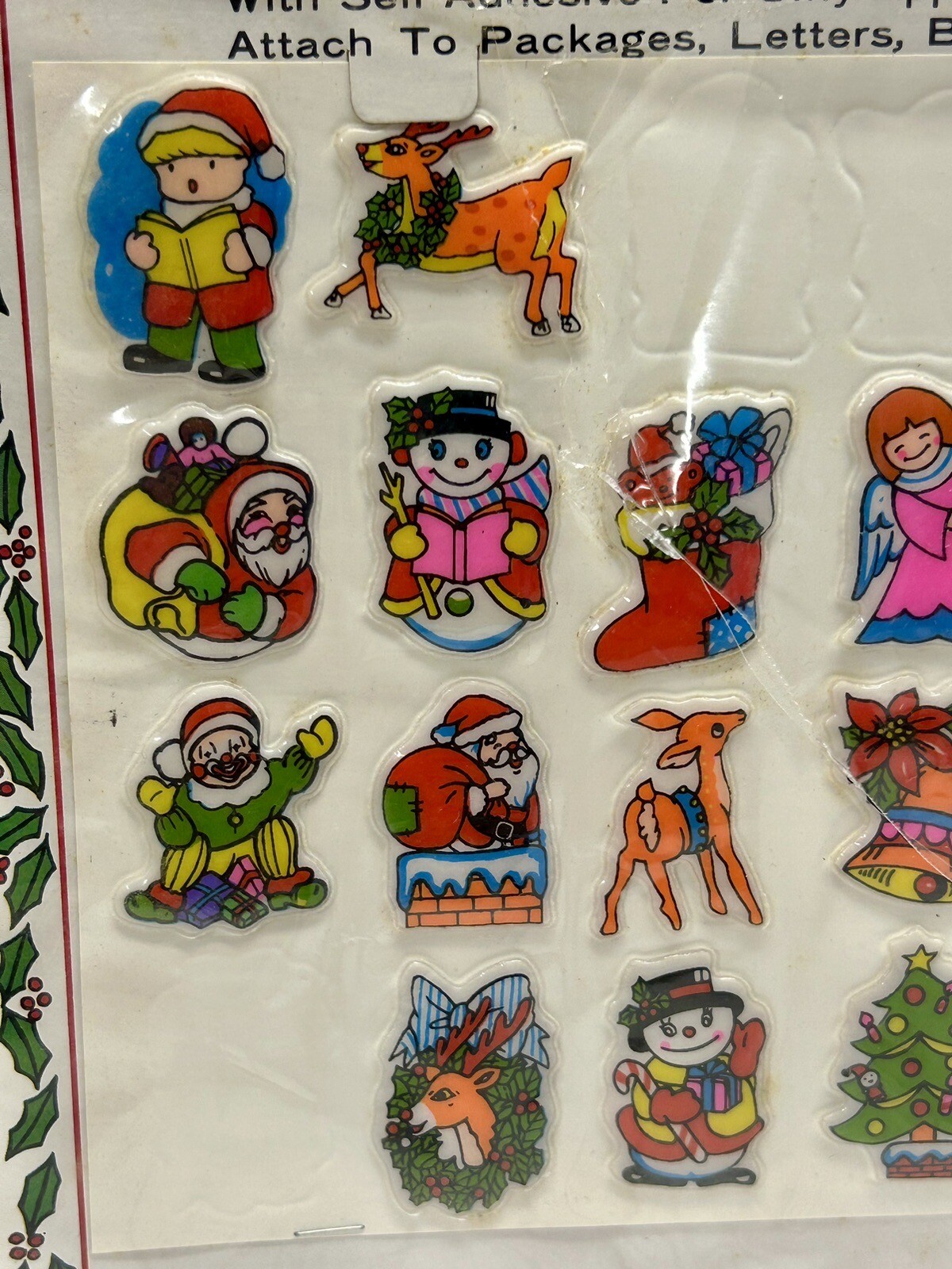Vintage Christmas Puffy Vinyl Stick on Stickers Commodore Made Taiwan ...