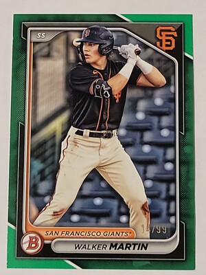 WALKER MARTIN 2024 Bowman Draft Giants SP Green Parallel Prospect Card ...