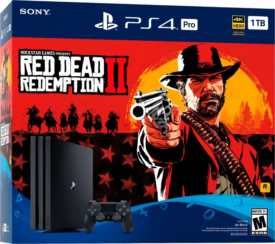 Sony PlayStation 4 Pro 1TB Red Dead Redemption 2 Console Bundle PS4 ...
