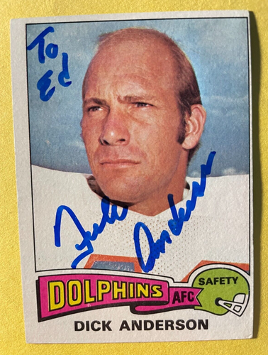 SIGNED DICK ANDERSON 1975 TOPPS FOOTBALL CARD AUTOGRAPH - DOLPHINS | eBay