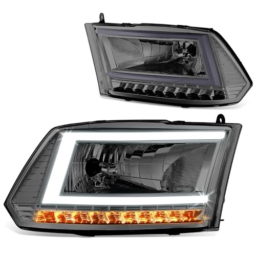 Pair of C Pattern 3D Light Bar Headlights Compatible With 11-18 Dodge ...