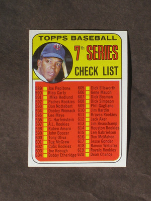 1969 Topps Checklist # 582 ERROR VARIATION RED CIRCLE ON BACK UNMARKED ...