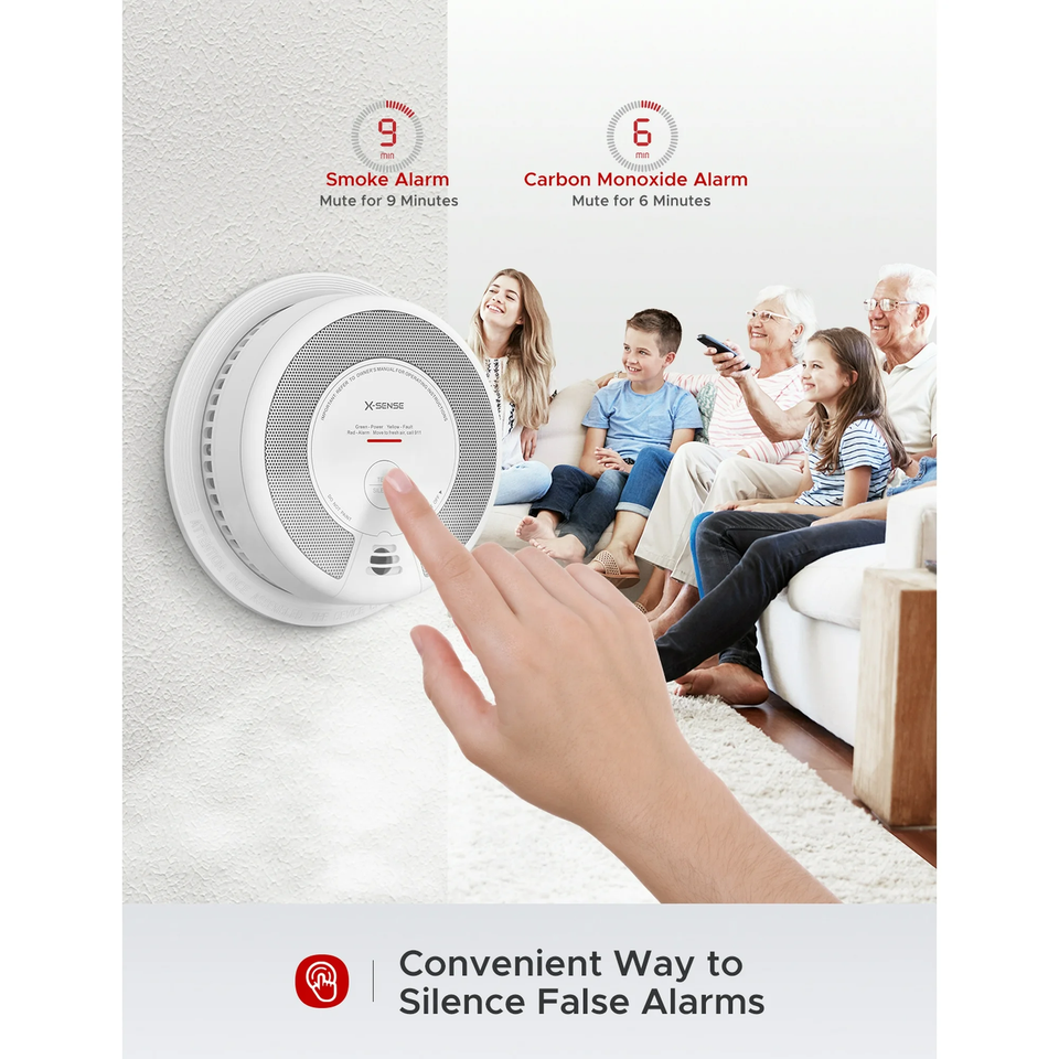 X-Sense SC06 2-in-1 Smoke Detector Carbon Monoxide Detector Combo 10 ...