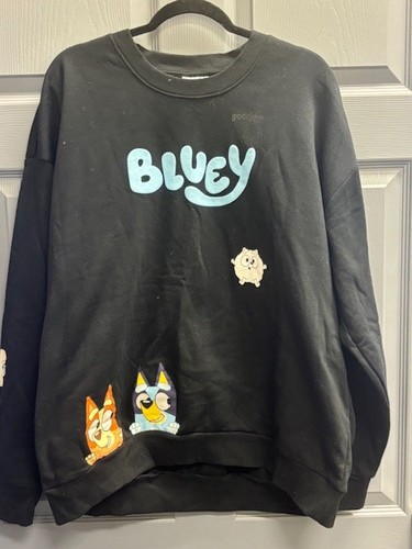 Men's Women's BLUEY Crew Neck Black Long Sleeve Sweater Shirt Top XXL ...