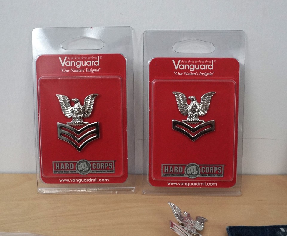 US Navy Insignia Lot Vanguard PO3 Collar Devices NWU Rank Patches Hard ...
